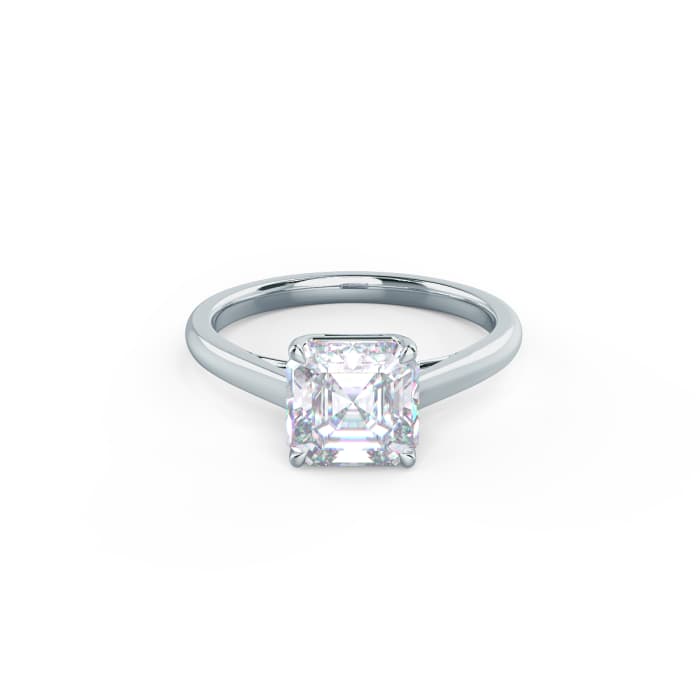 Asscher Cathedral Solitaire Diamond Engagement Ring
