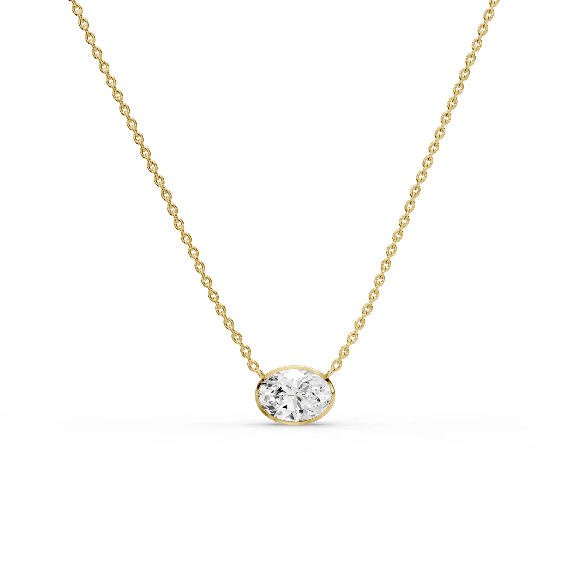 Single Bezel Set Oval Diamond Pendant | Ada Diamonds