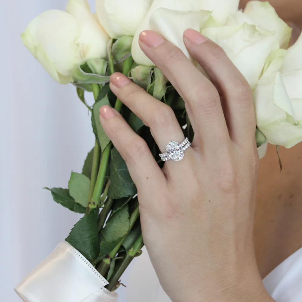 Oval Cathedral Pavé Diamond Engagement Ring