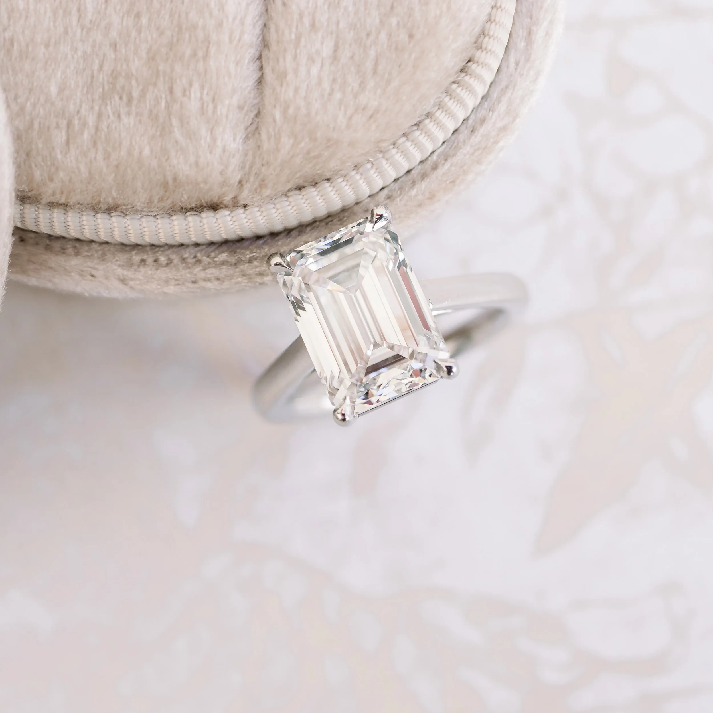 Emerald Cathedral Solitaire Diamond Engagement Ring