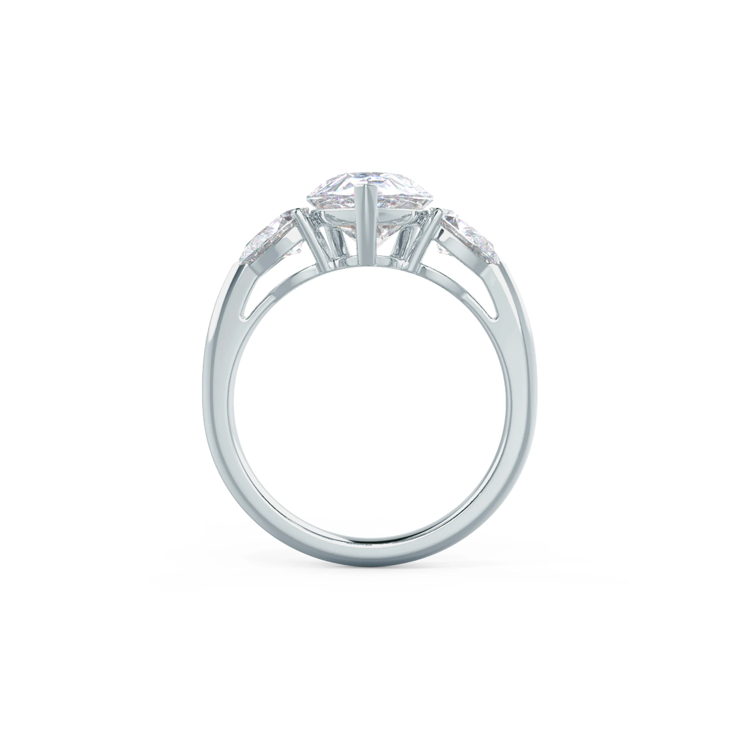 Pear Three Stone Diamond Engagement Ring