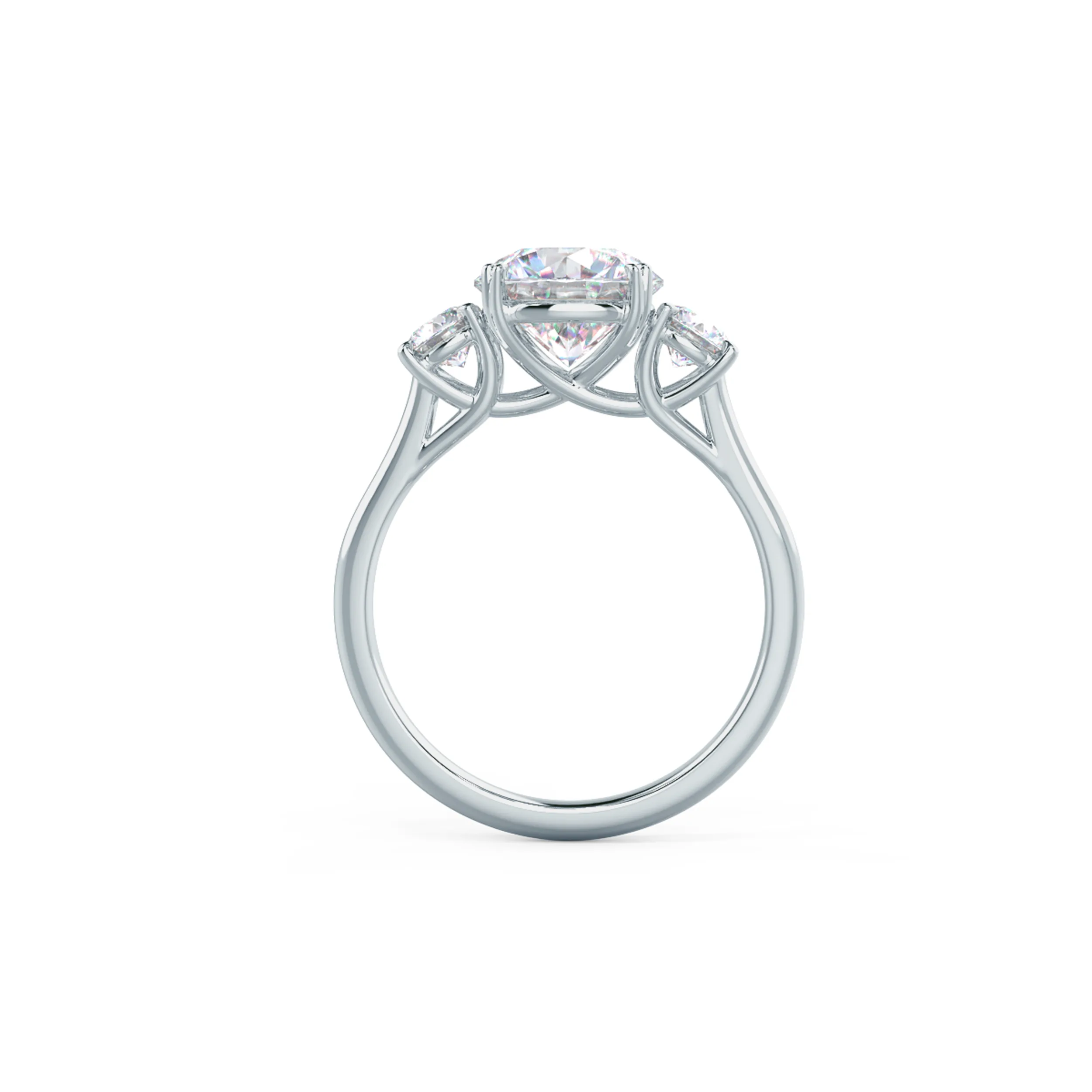 Round Three Stone Diamond Engagement Ring