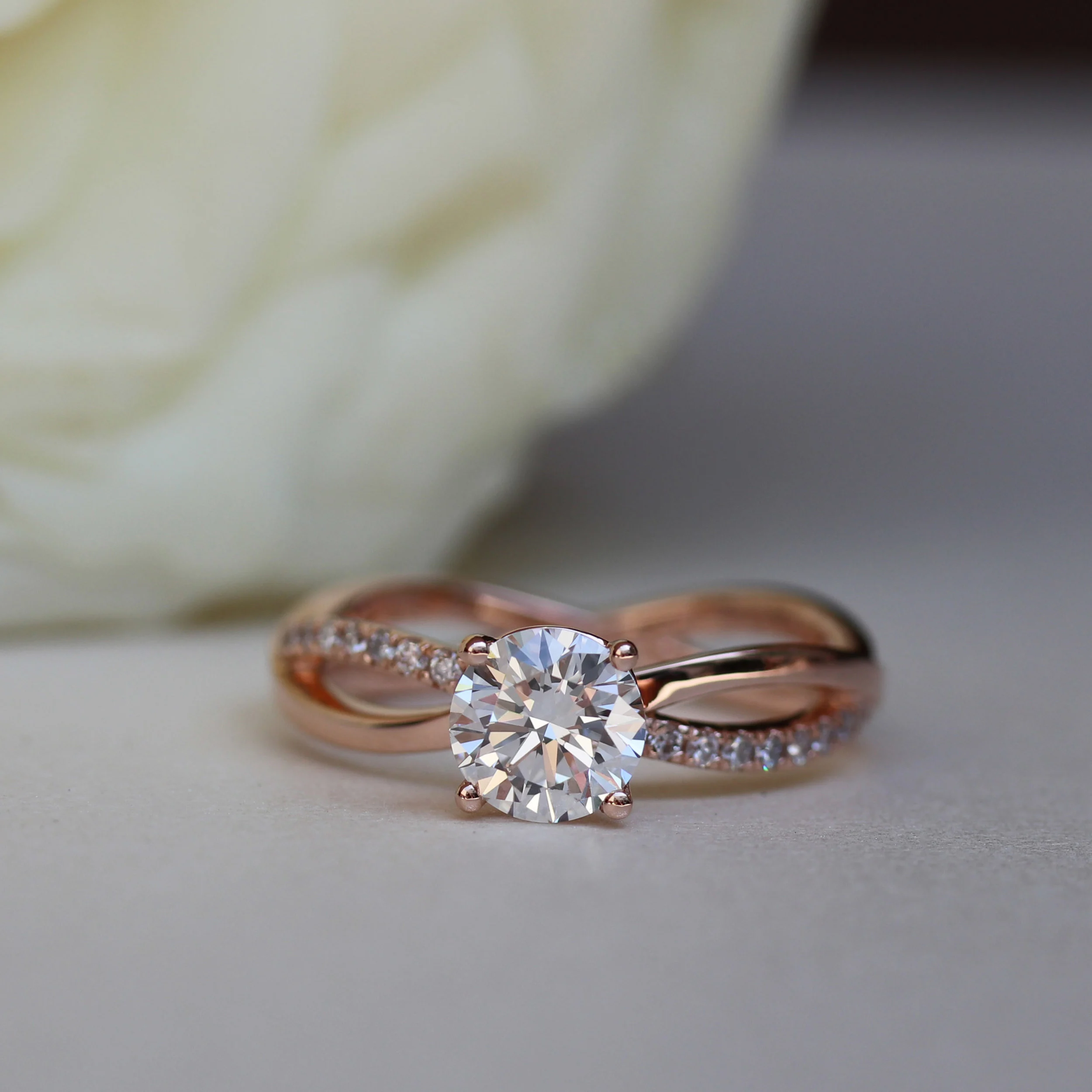 Infinity Twist Diamond Engagement Ring