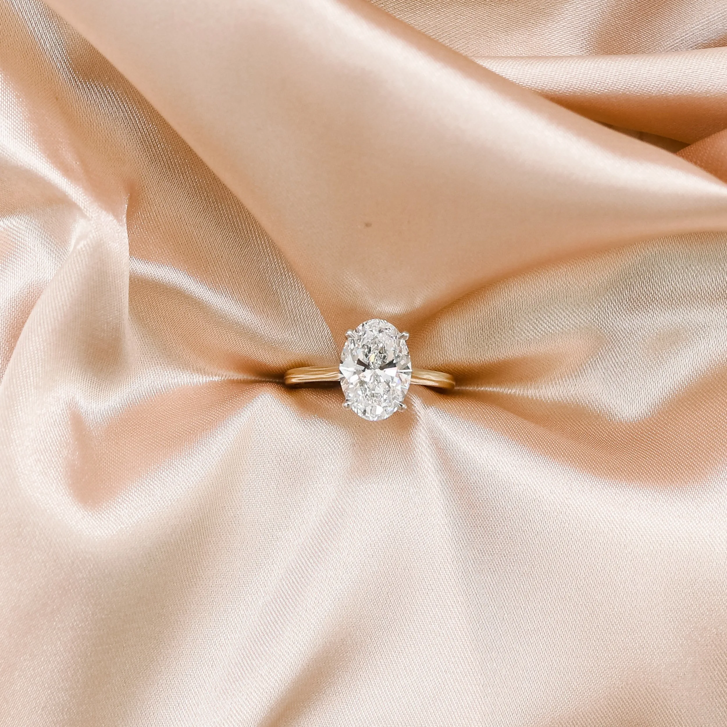 Oval Cathedral Solitaire Diamond Engagement Ring