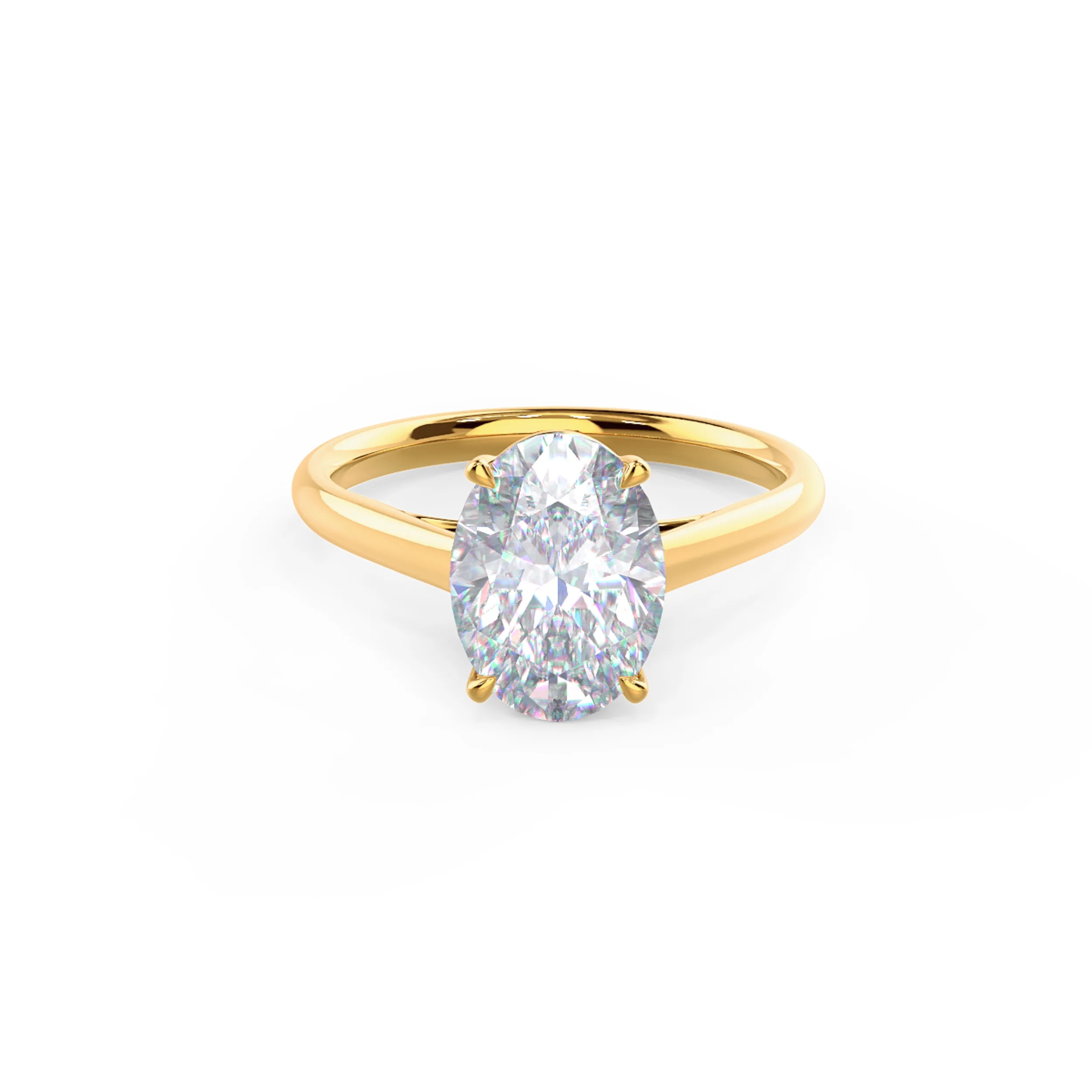 Oval Cathedral Solitaire Diamond Engagement Ring