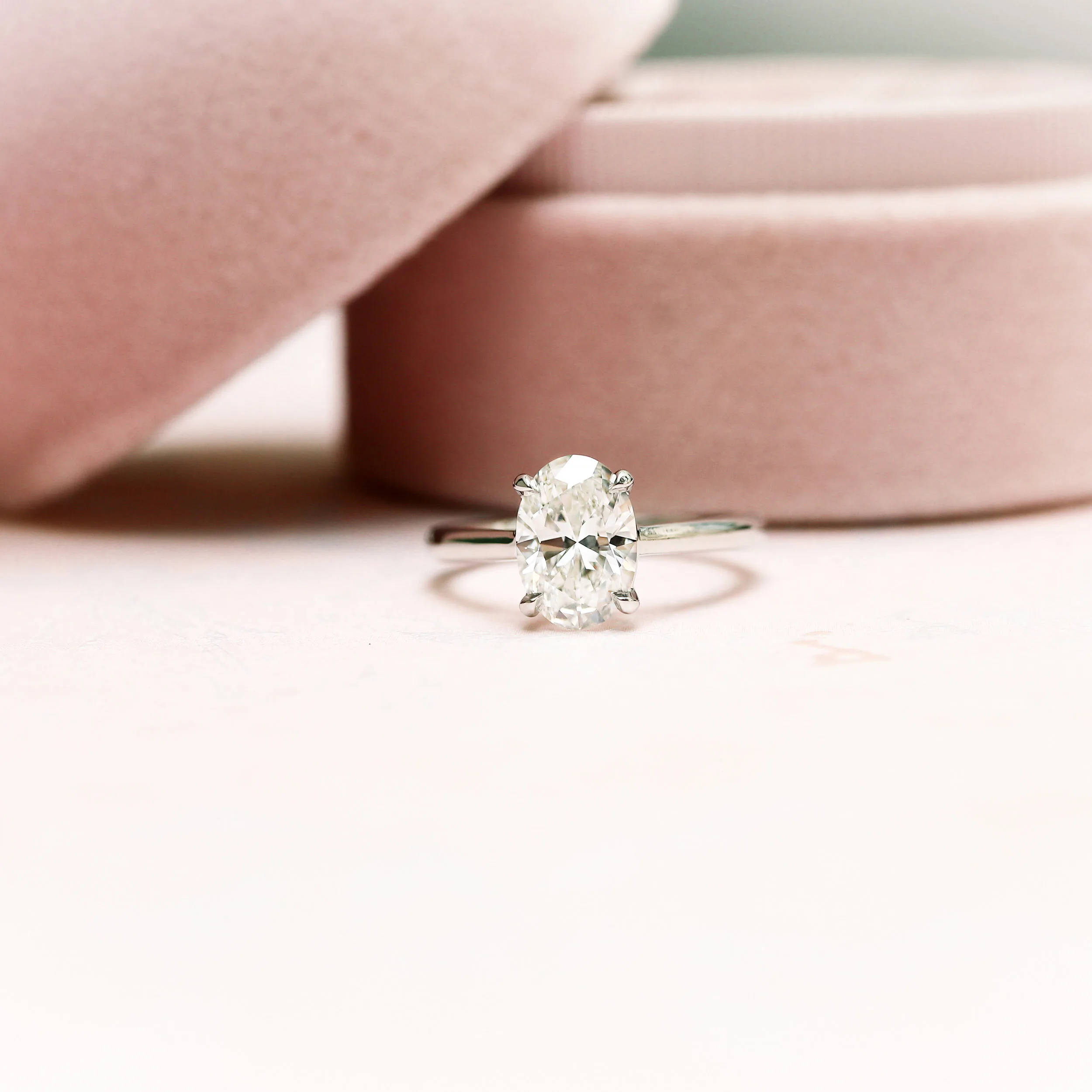 Oval Cathedral Solitaire Diamond Engagement Ring