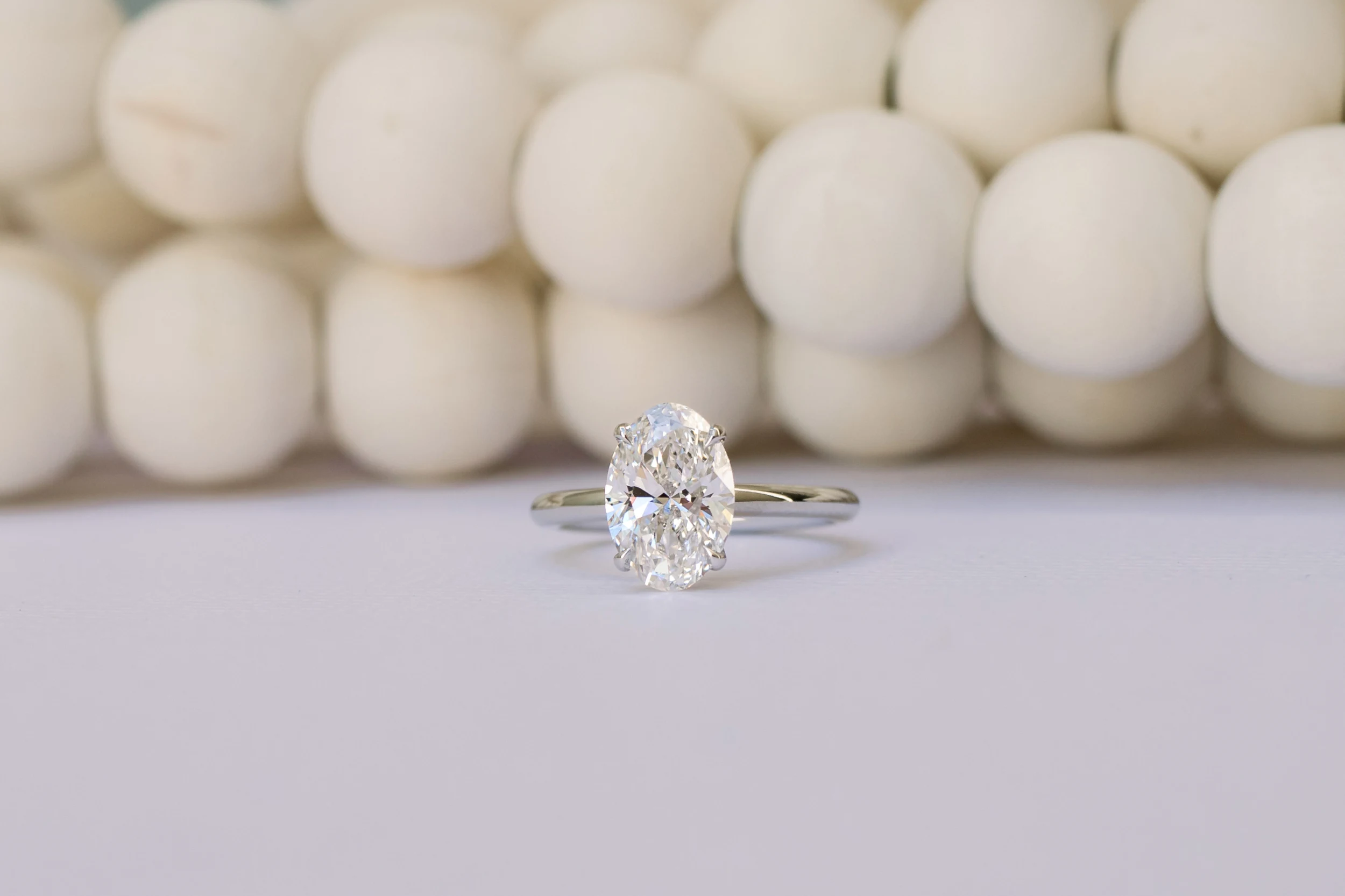 Oval Petite Four Prong Solitaire Diamond Engagement Ring