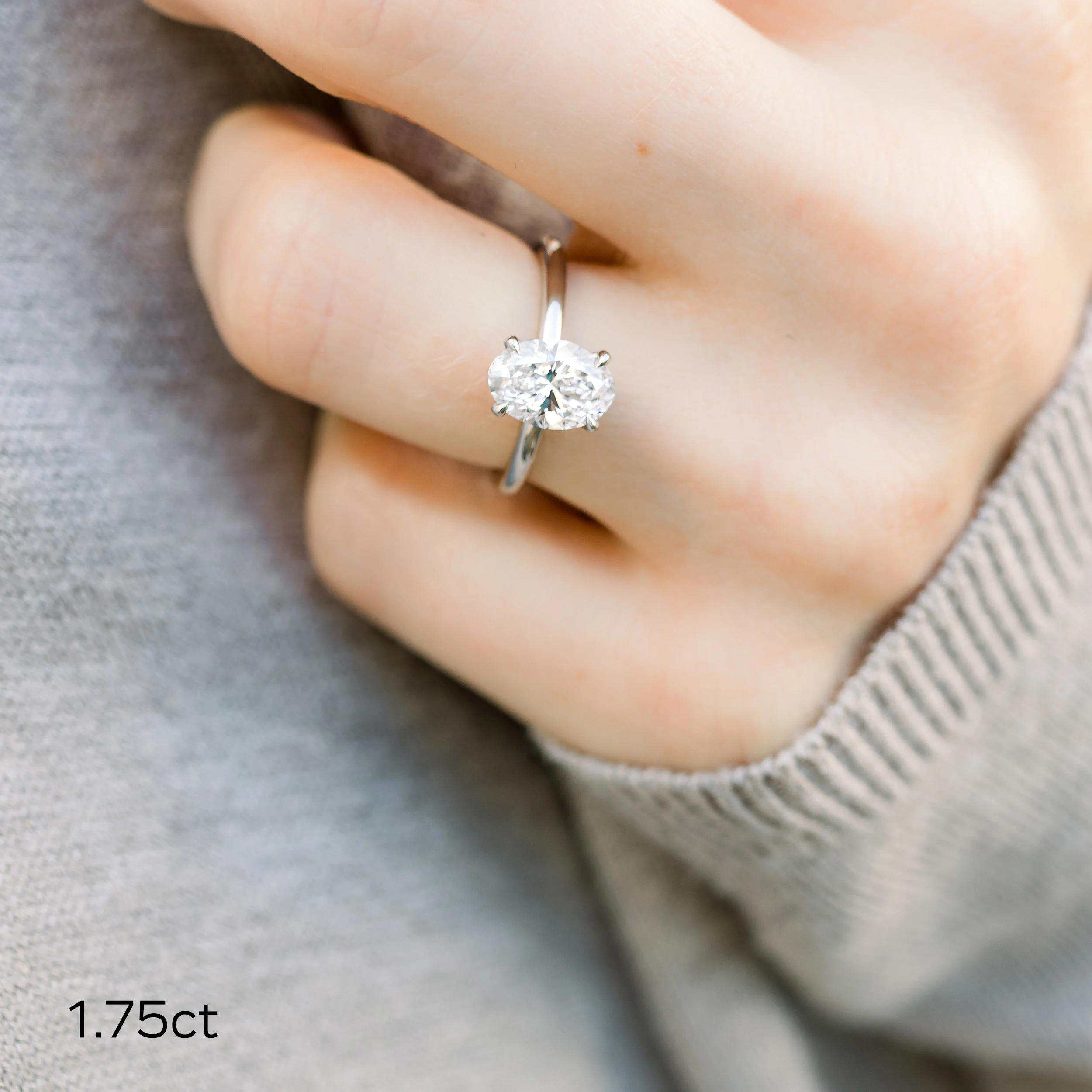 Oval Petite Four Prong Solitaire Diamond Engagement Ring