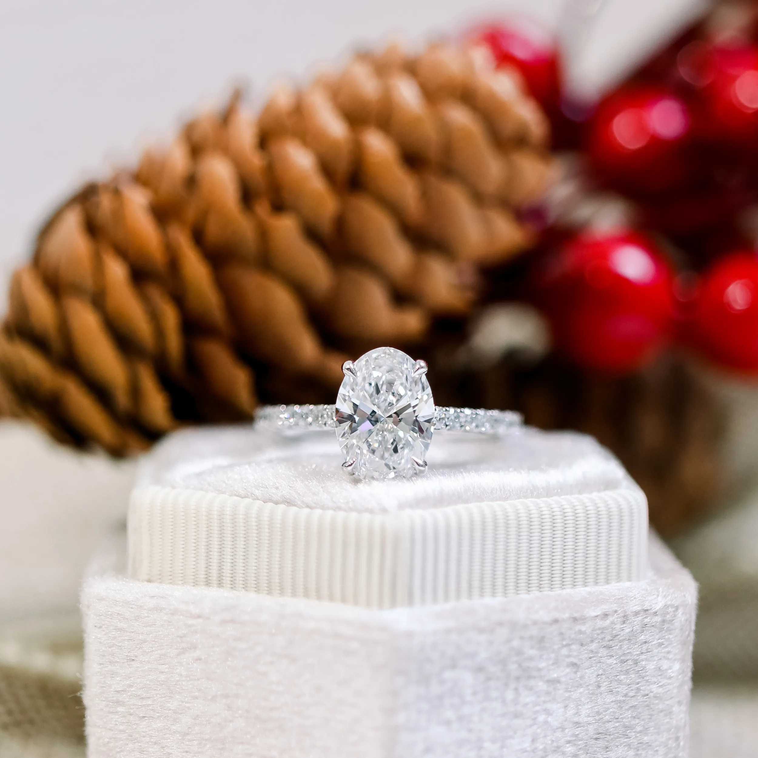 Oval Cathedral Pavé Diamond Engagement Ring