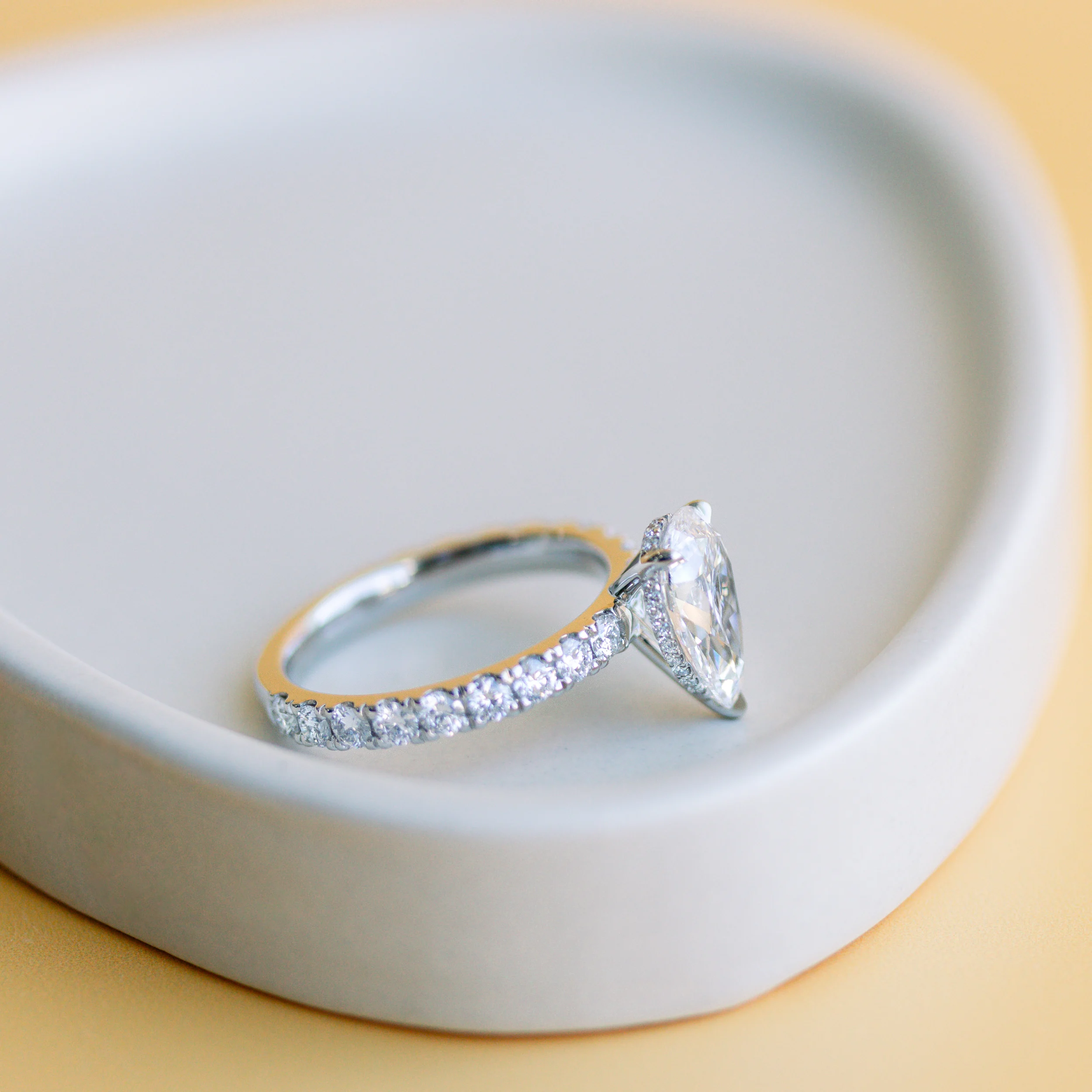 Pear Petite Pavé Diamond Engagement Ring
