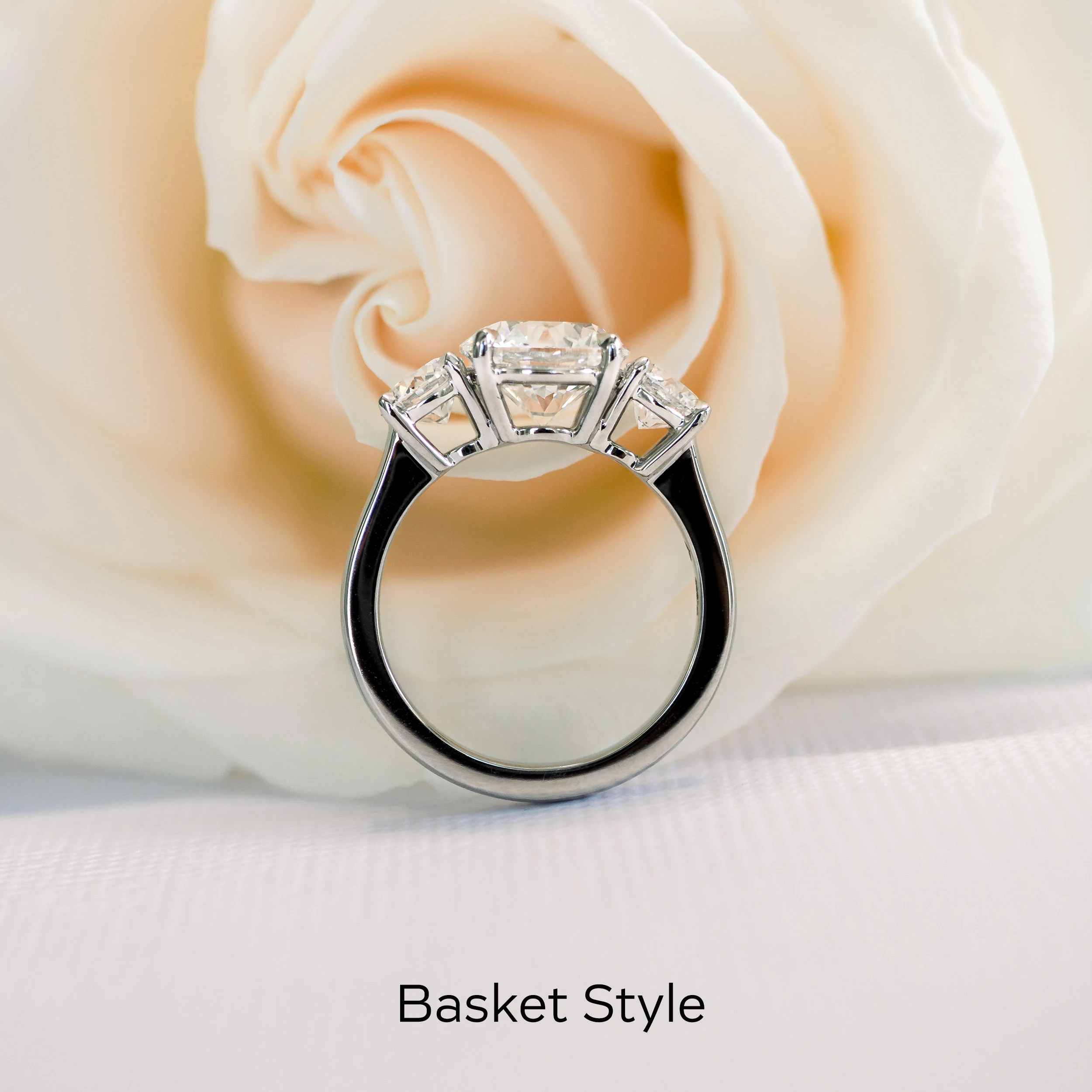 Round Three Stone Diamond Engagement Ring