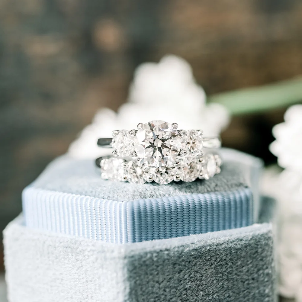 Round Three Stone Diamond Engagement Ring