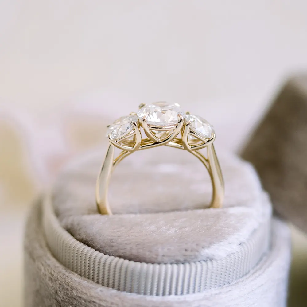 Round Three Stone Diamond Engagement Ring