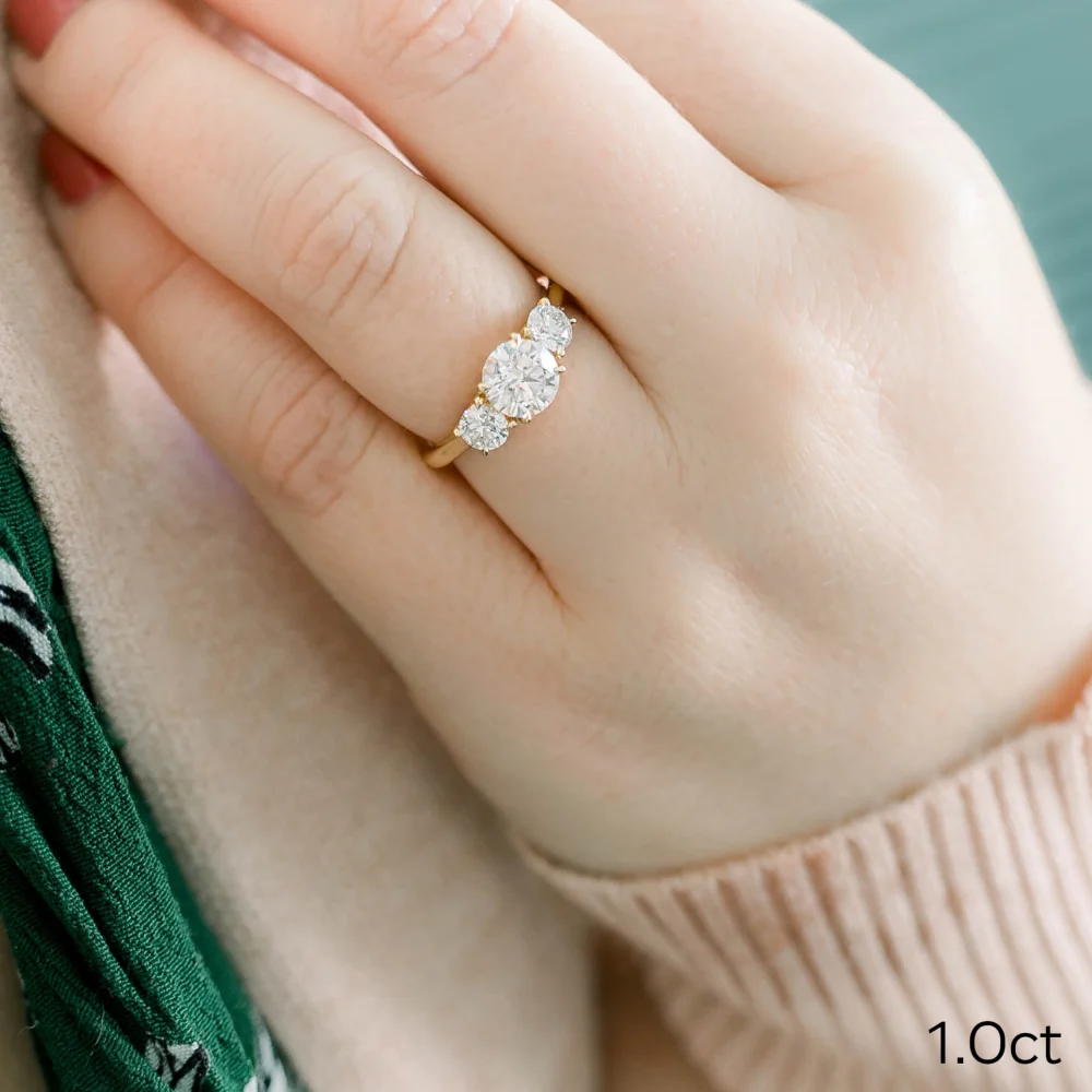 Round Three Stone Diamond Engagement Ring