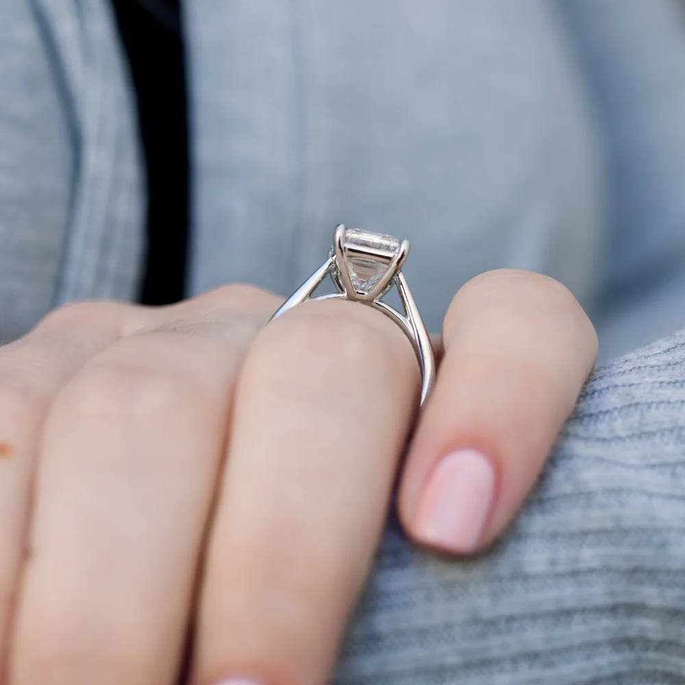 Emerald Cathedral Solitaire Diamond Engagement Ring