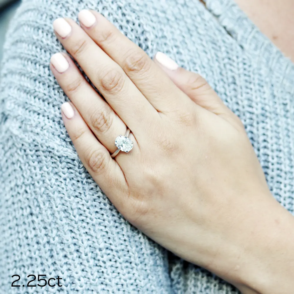 Oval Cathedral Solitaire Diamond Engagement Ring