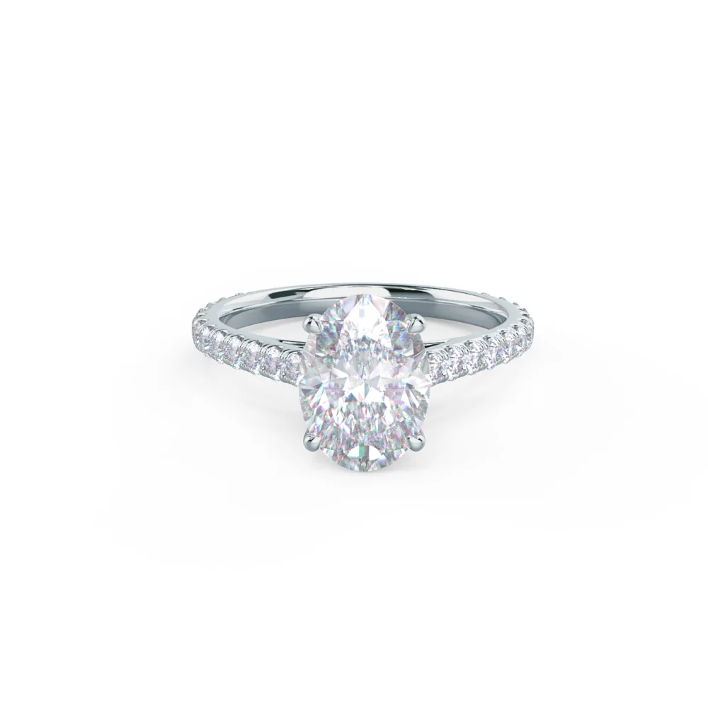 Oval Cathedral Pavé Diamond Engagement Ring