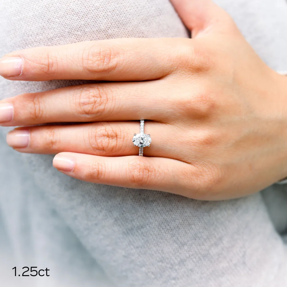 Oval Cathedral Pavé Diamond Engagement Ring