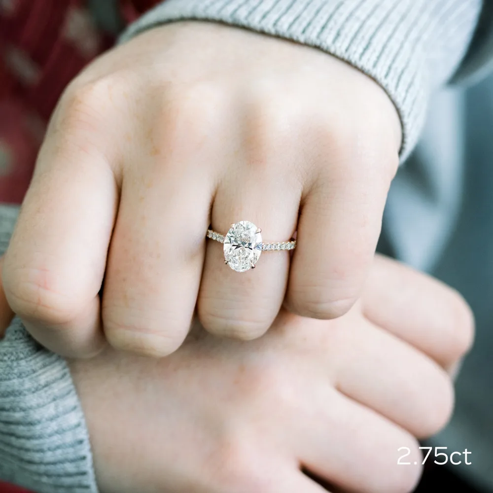 Oval Cathedral Pavé Diamond Engagement Ring