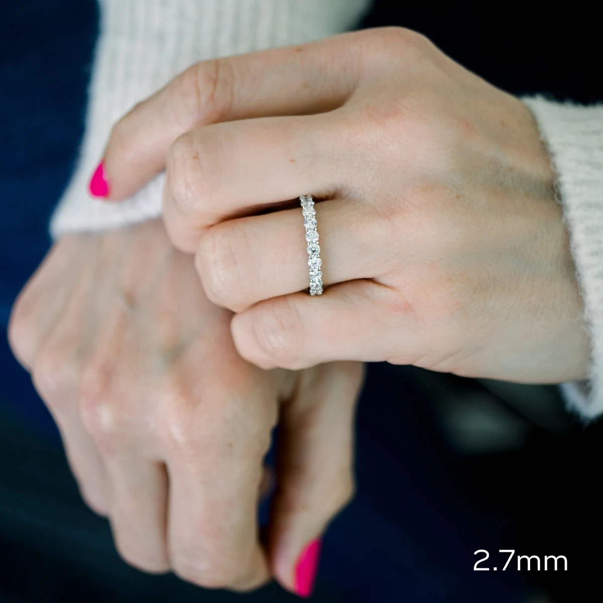 Round Diamond Prong Set Eternity Band