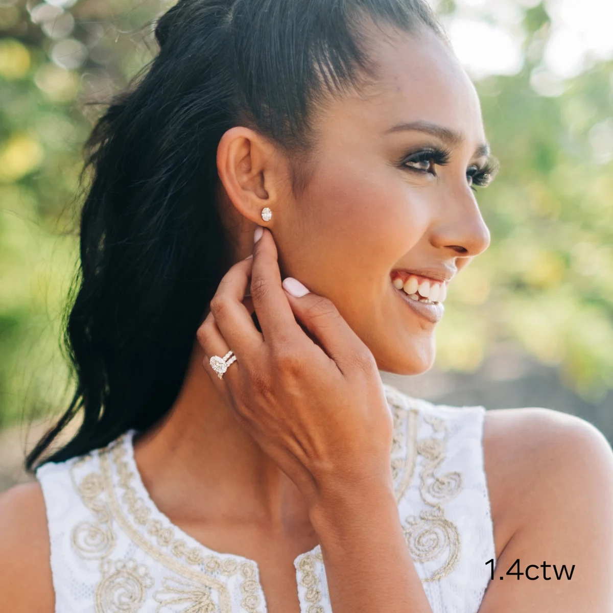 Oval Diamond Stud Earrings