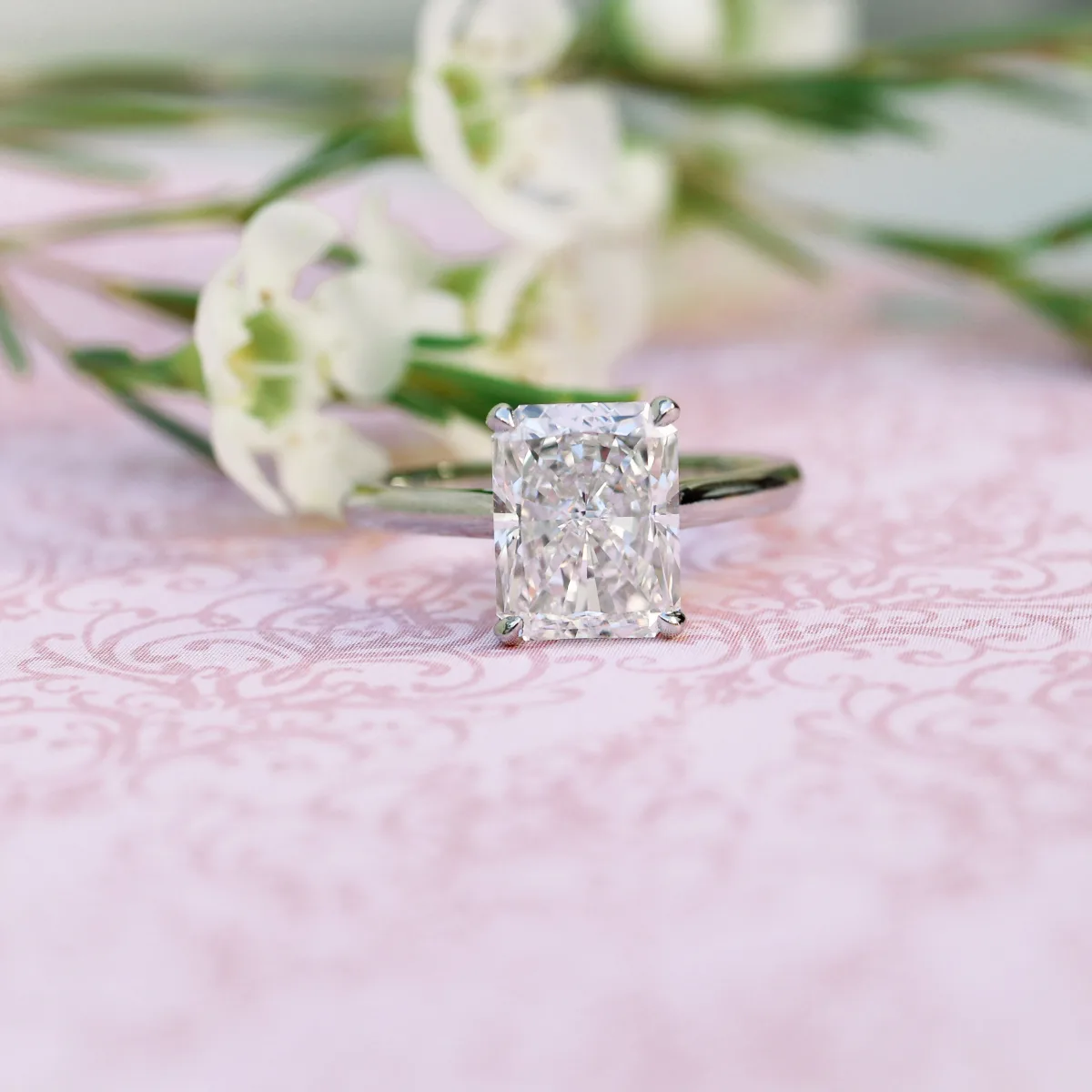 Radiant Cathedral Solitaire Diamond Engagement Ring