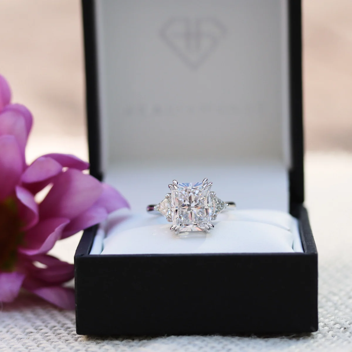 Radiant and Trillion Diamond Engagement Ring