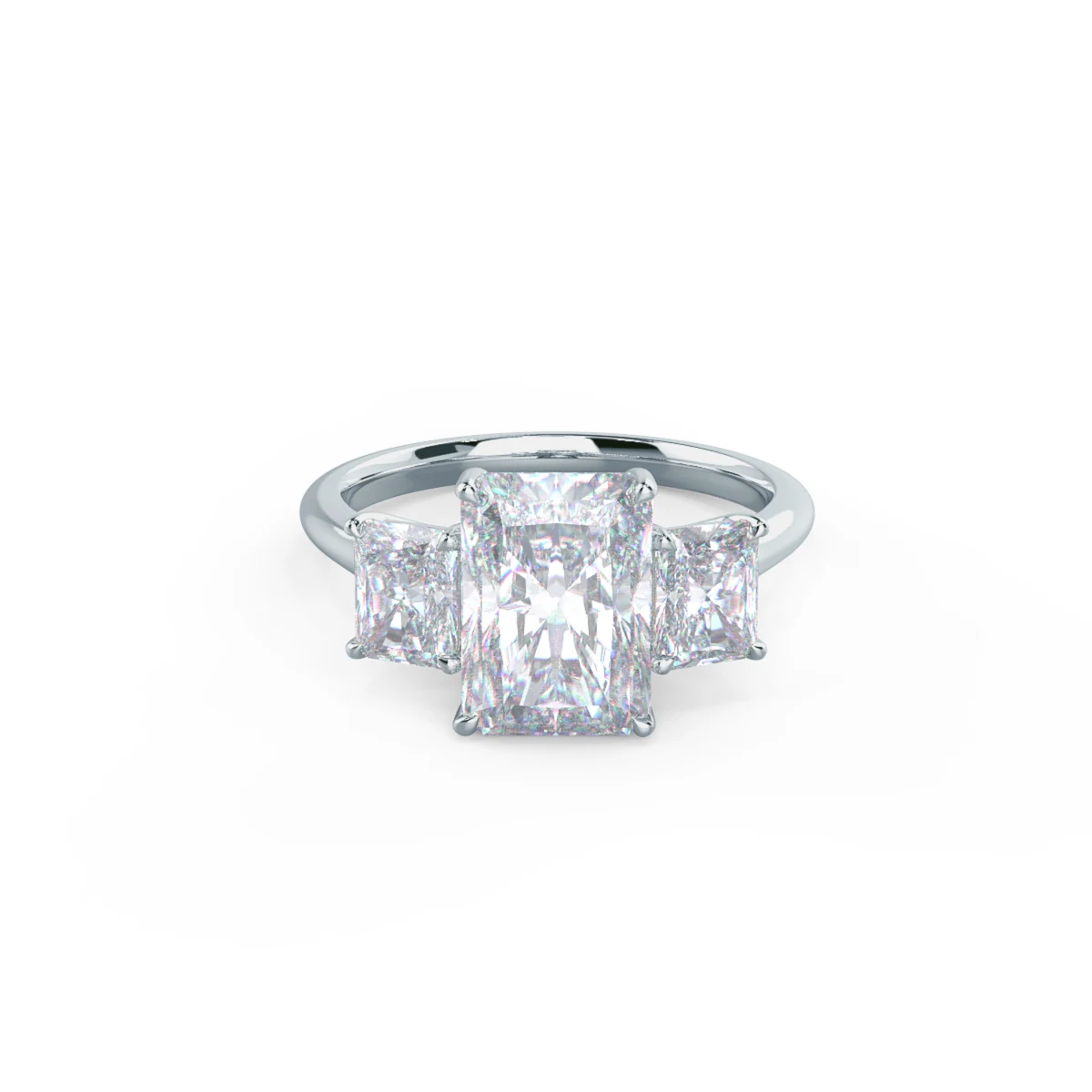 Radiant Three Stone Diamond Engagement Ring