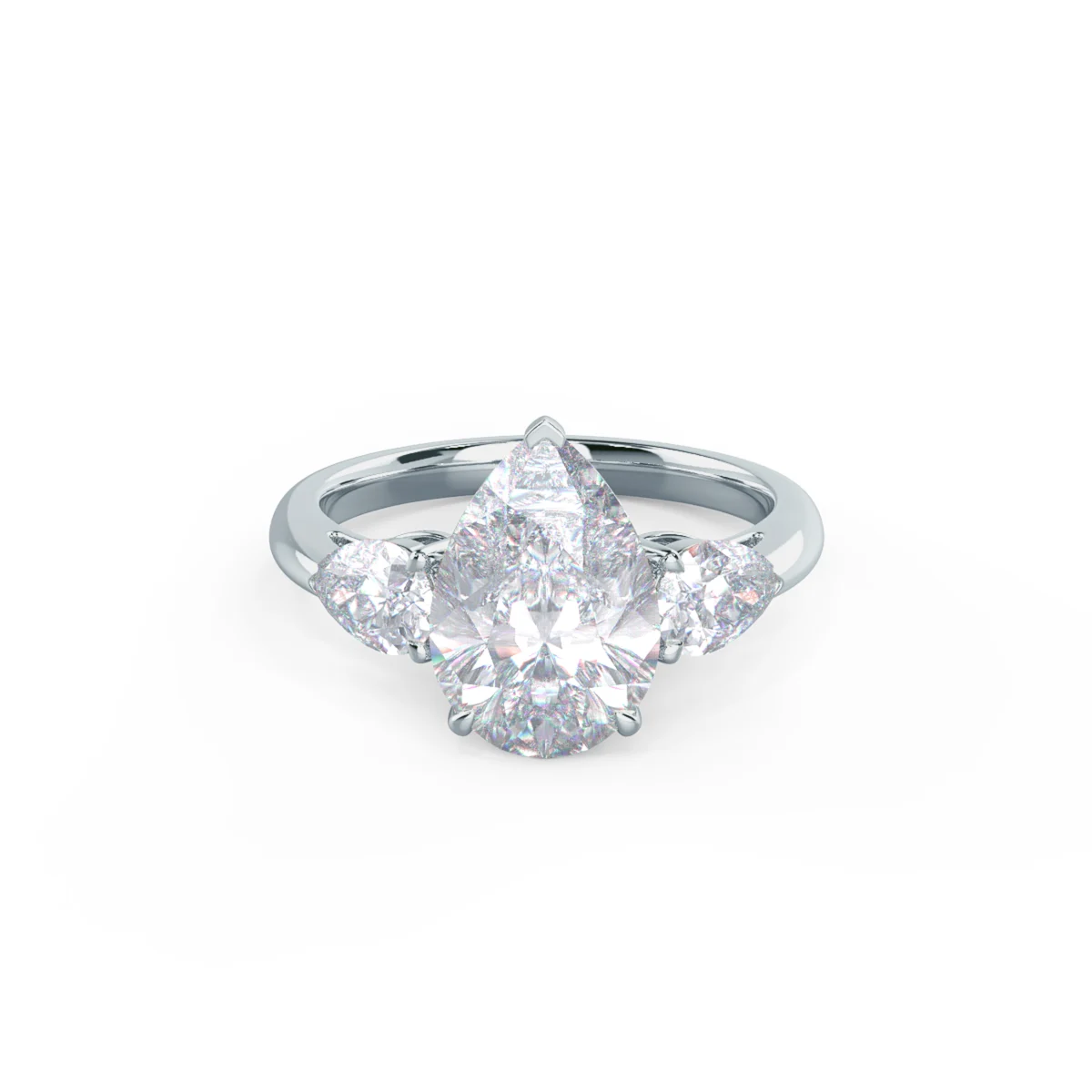 Pear Three Stone Diamond Engagement Ring