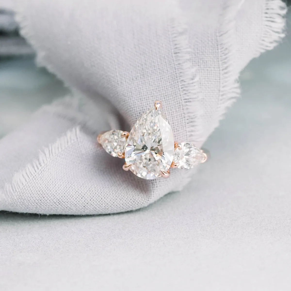 Pear Three Stone Diamond Engagement Ring