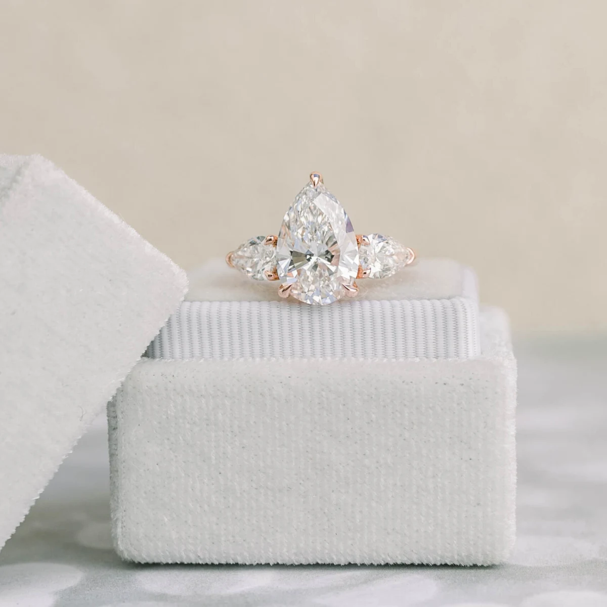 Pear Three Stone Diamond Engagement Ring