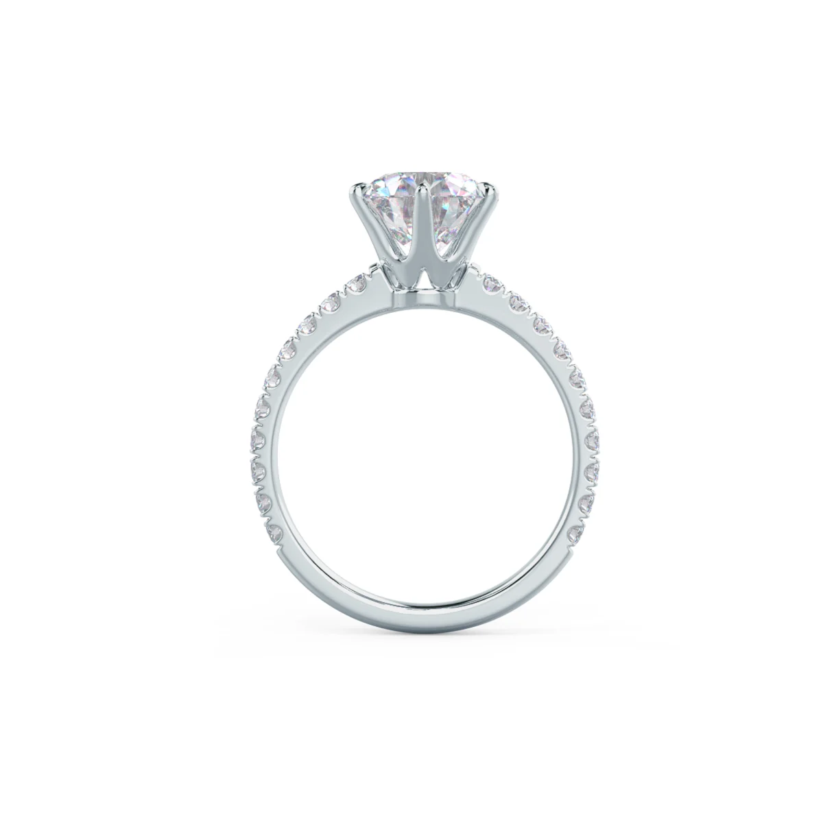 Round Six Prong Pavé Diamond Engagement Ring