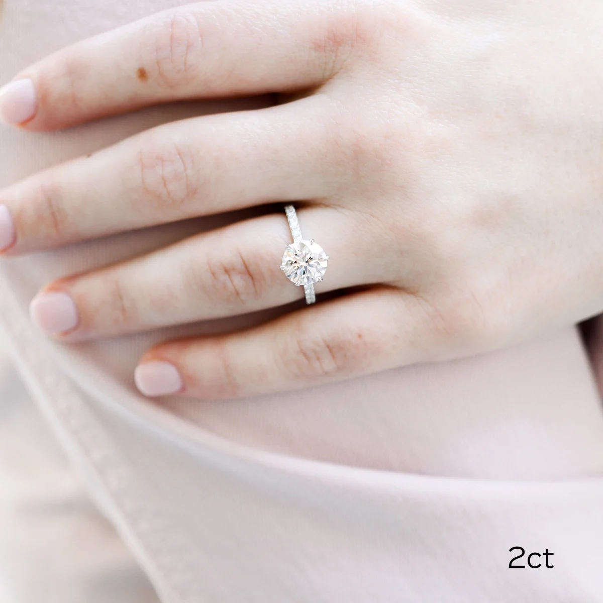 Round Six Prong Pavé Diamond Engagement Ring