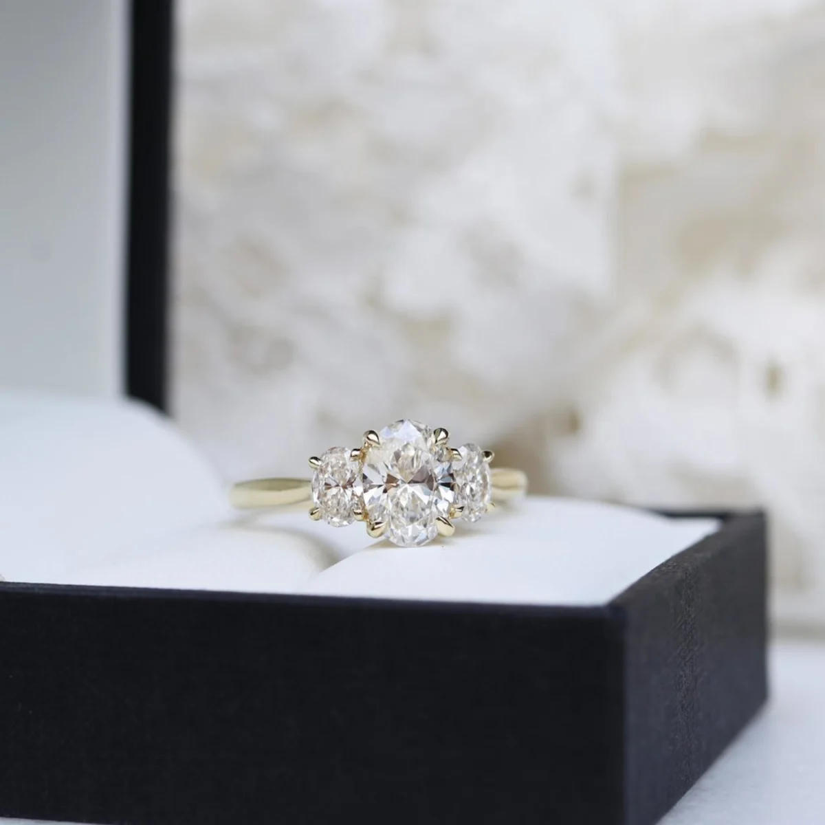 Oval Three Stone Diamond Engagement Ring