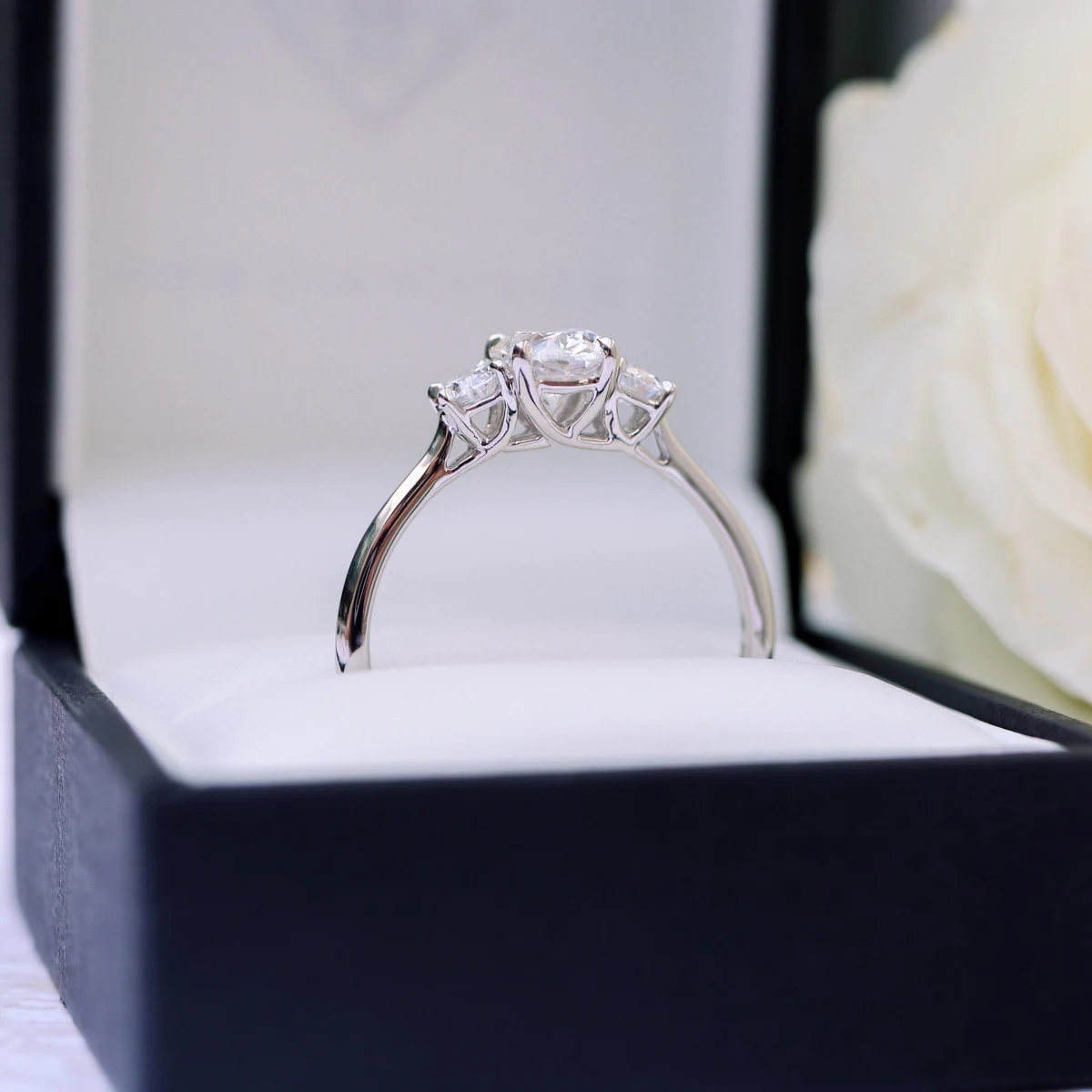 Oval Three Stone Diamond Engagement Ring