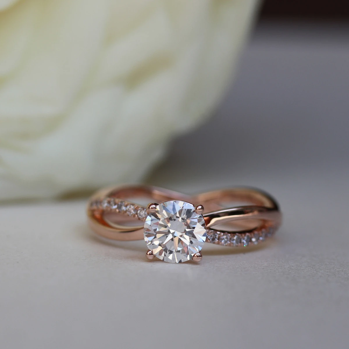 Infinity Twist Diamond Engagement Ring