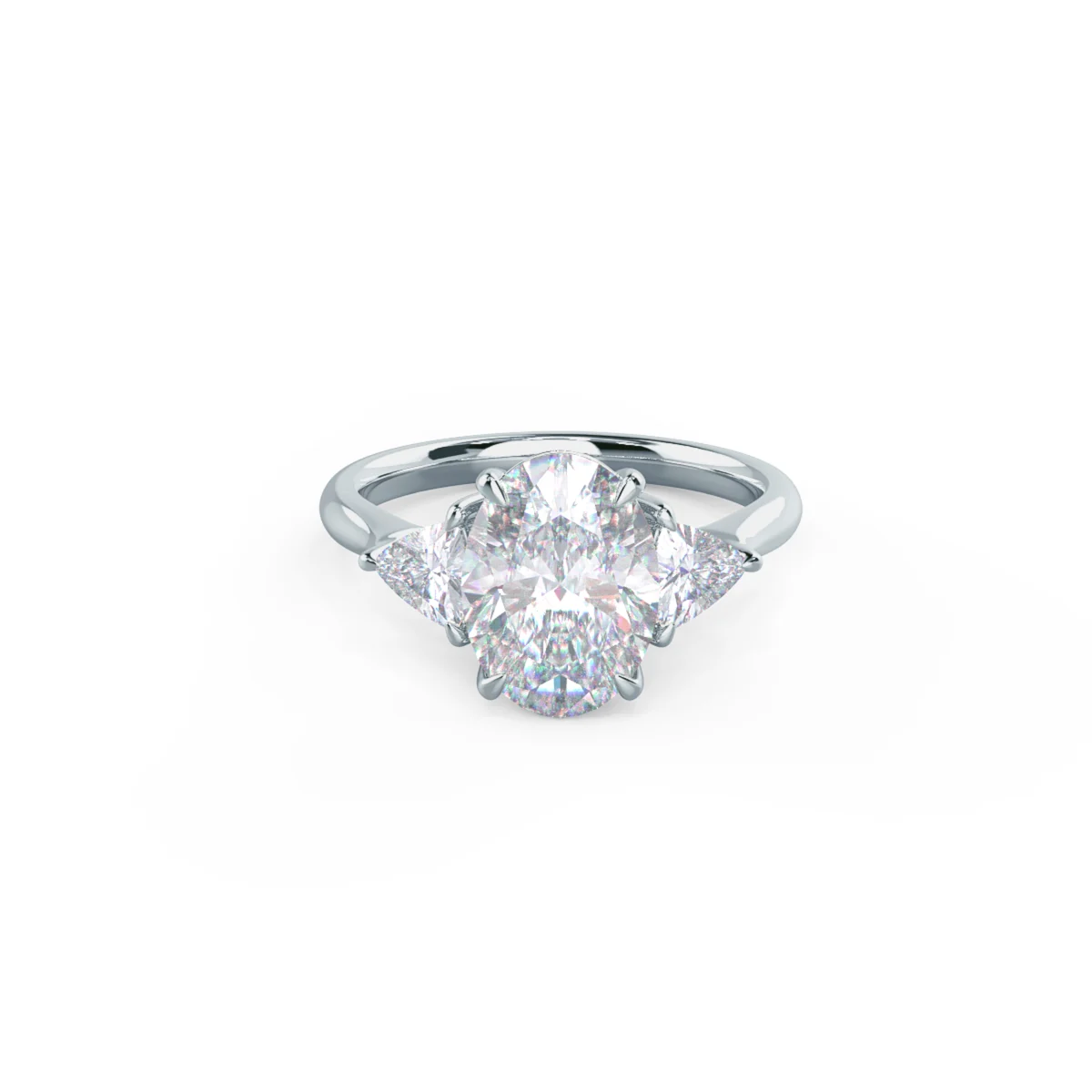 Oval and Trillion Diamond Engagement Ring