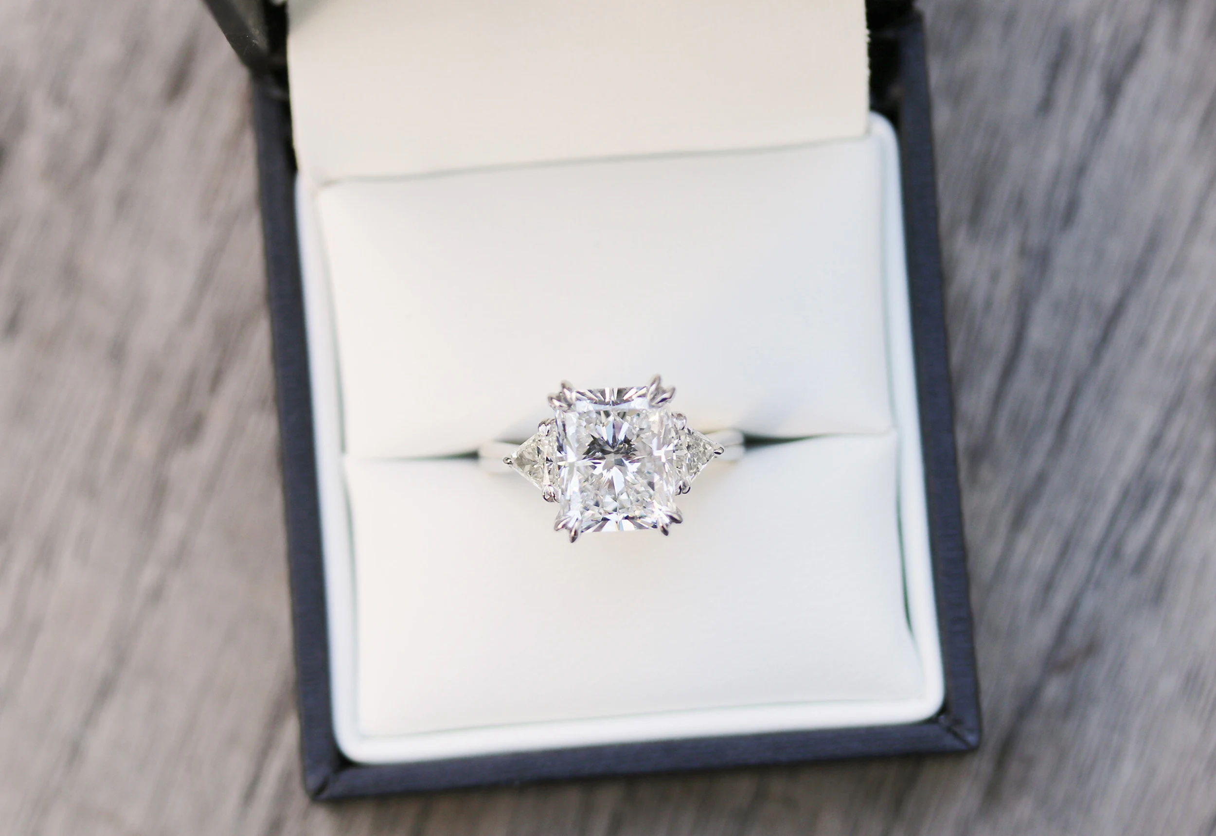 Radiant and Trillion Diamond Engagement Ring