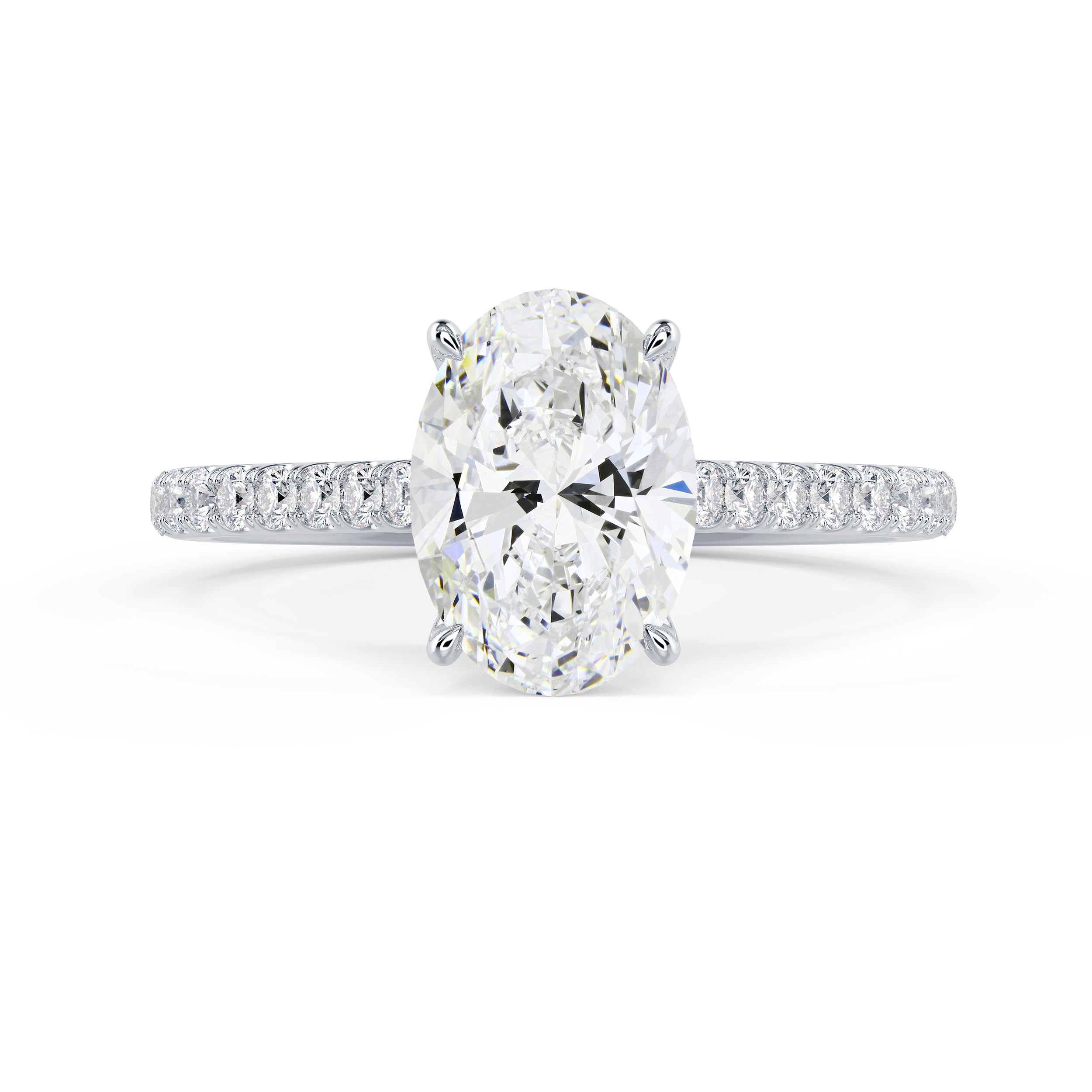 Oval Cathedral Pavé Diamond Engagement Ring